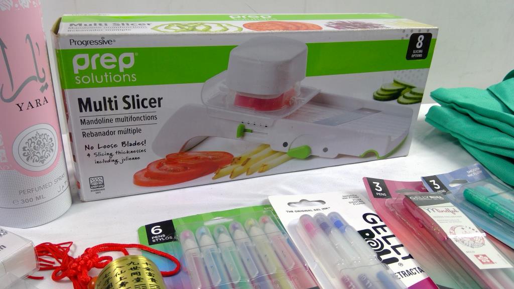 Multi Slicer, Gel Pens, Colored Pencils, Bling Stickers, Yara Deoderant ...