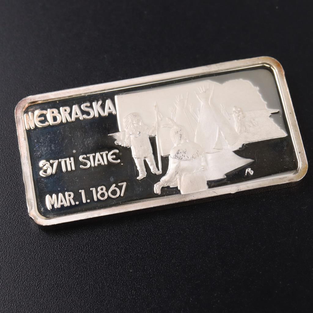 Nebraska 37th State Fine Silver 1 Troy Oz Bar | Property Room