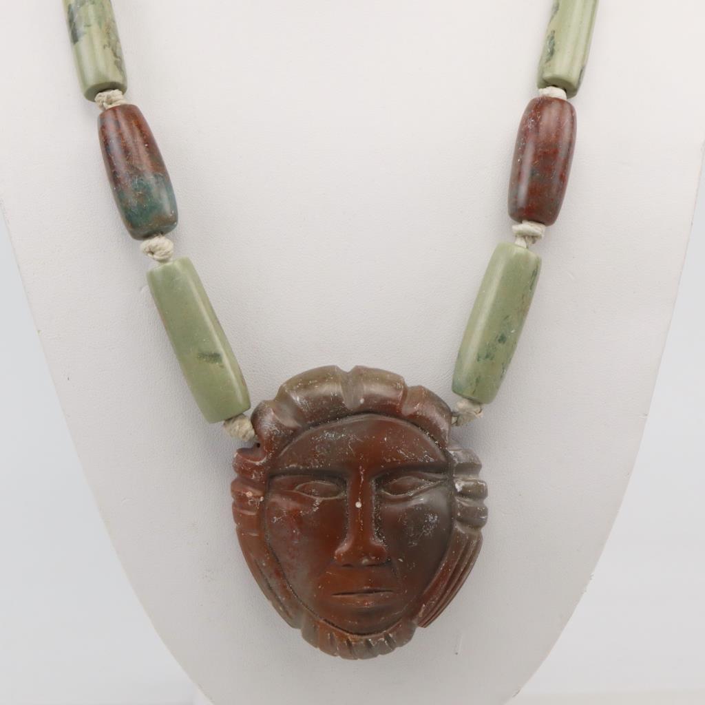 Nephrite Jade Beaded Craved Necklace | Property Room
