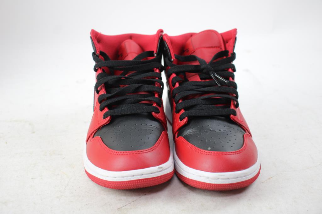 Nike Air Jordan 1 Mid Reverse Bred Black Red Shoes Men 554724-660 Size ...