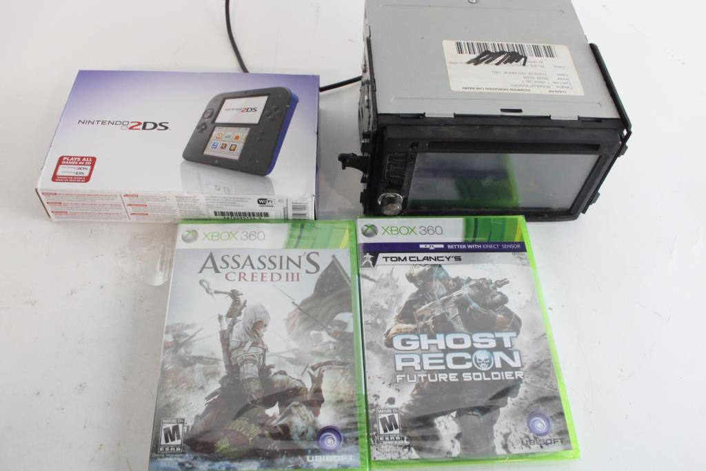 Nintendo 2DS, Kenwood Reciever & Xbox 360 Games, 4 Pieces | Property Room