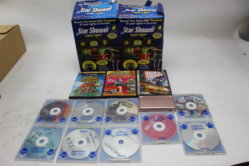 Nintendo Ds Lite, Star Shower Laser Lights, Assorted Dvds 10+ Pieces ...