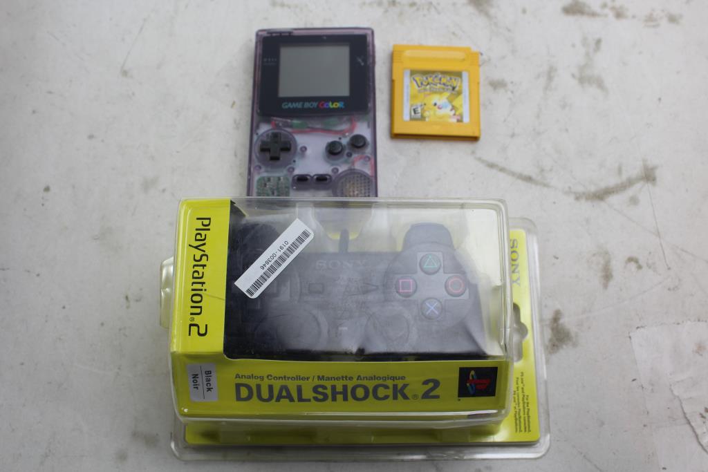Nintendo Game Boy Color With Pokemon Yellow Game Cartridge & A Sony PS2 ...