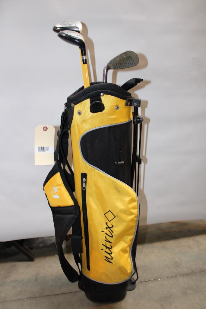 Nitrix Clubs In Nitrix Yellow Golf Bag; 5 Pieces | Property Room