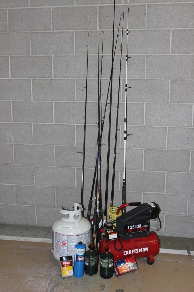 **No Shipping** Craftsman Compressor, Propane Tanks, & Fishing Poles ...