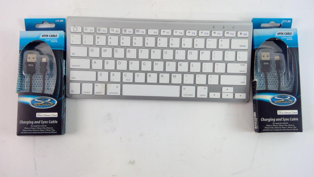 Omoton Wireless Keyboard, 8-Pin Chargers & More, 4 Pieces | Property Room