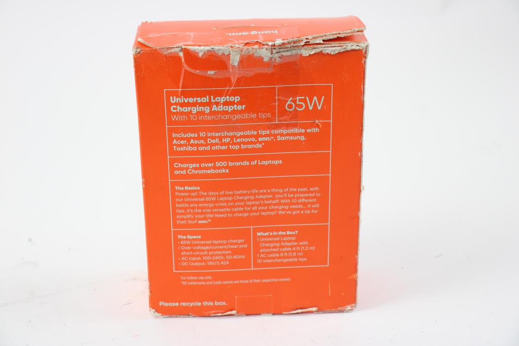 Onn. Universal Laptop Charging Adapter, 10 Ft Long | Property Room