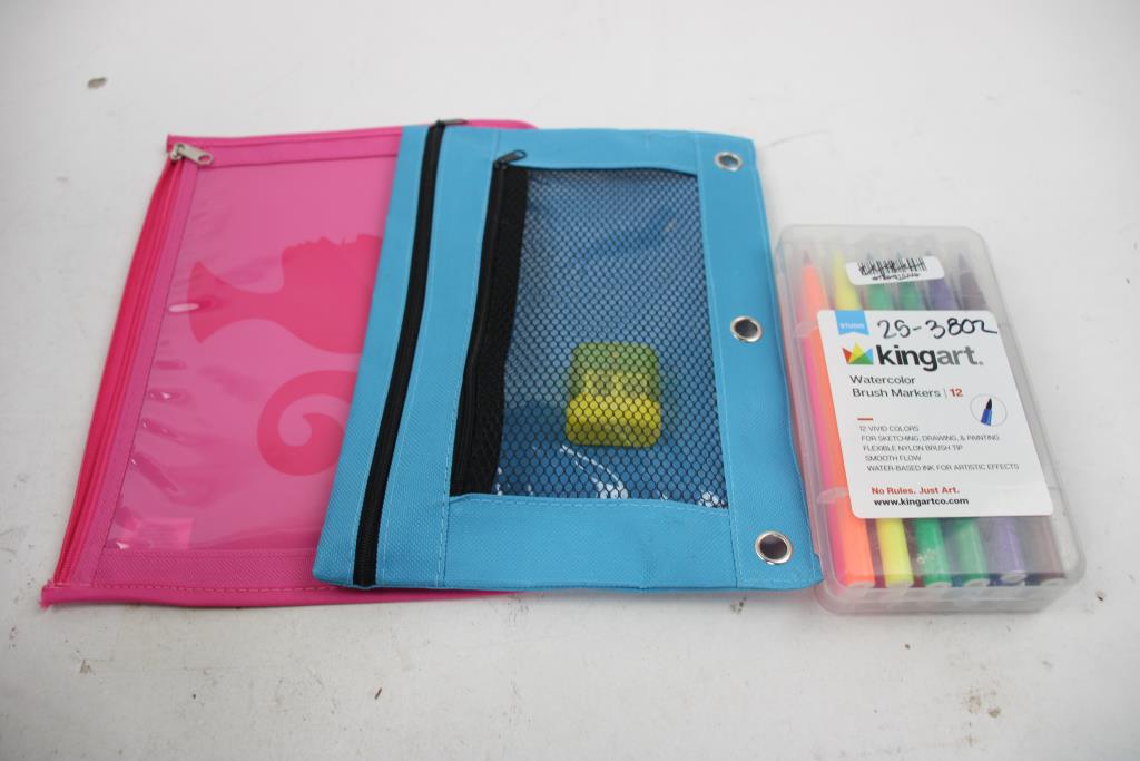 Otus LED Desk Lamp, Sticker Planner, Pencil Cases, Kingart Markers, And ...
