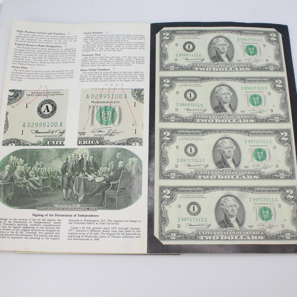 Pair Of $1 & $2 Uncut Sheets Of U.S. Banknotes | Property Room