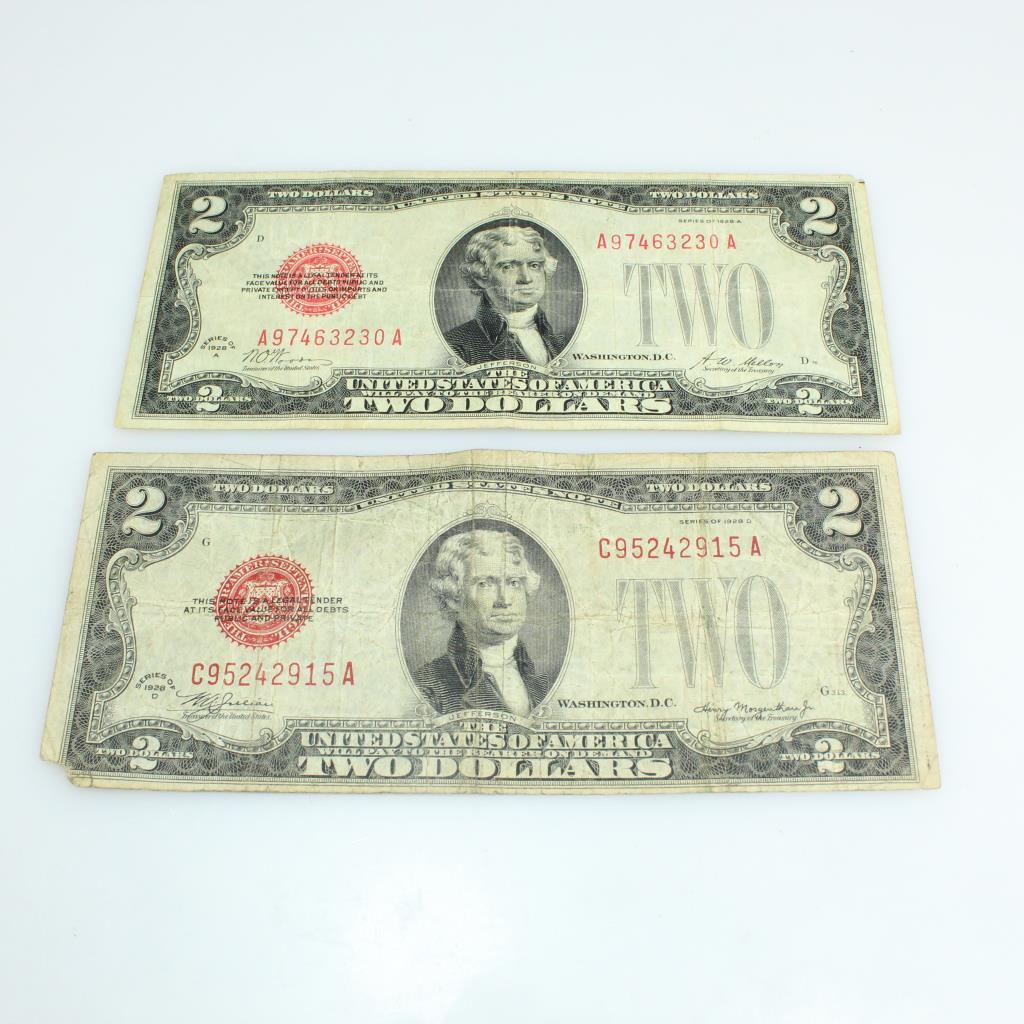 Pair Of 1928 Red Seal $2 Notes | Property Room