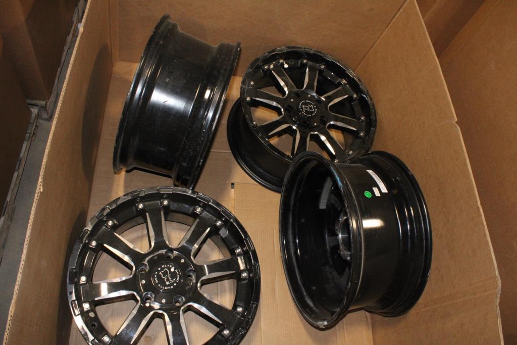 Pallet With Black Rhino Sierra Hard Alloy Rims, 4 Pieces | Property Room