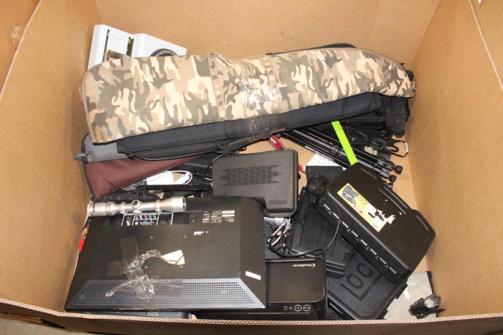 Pallet With Gun Cases, Rifle Scopes And More, 10+ Pieces | Property Room