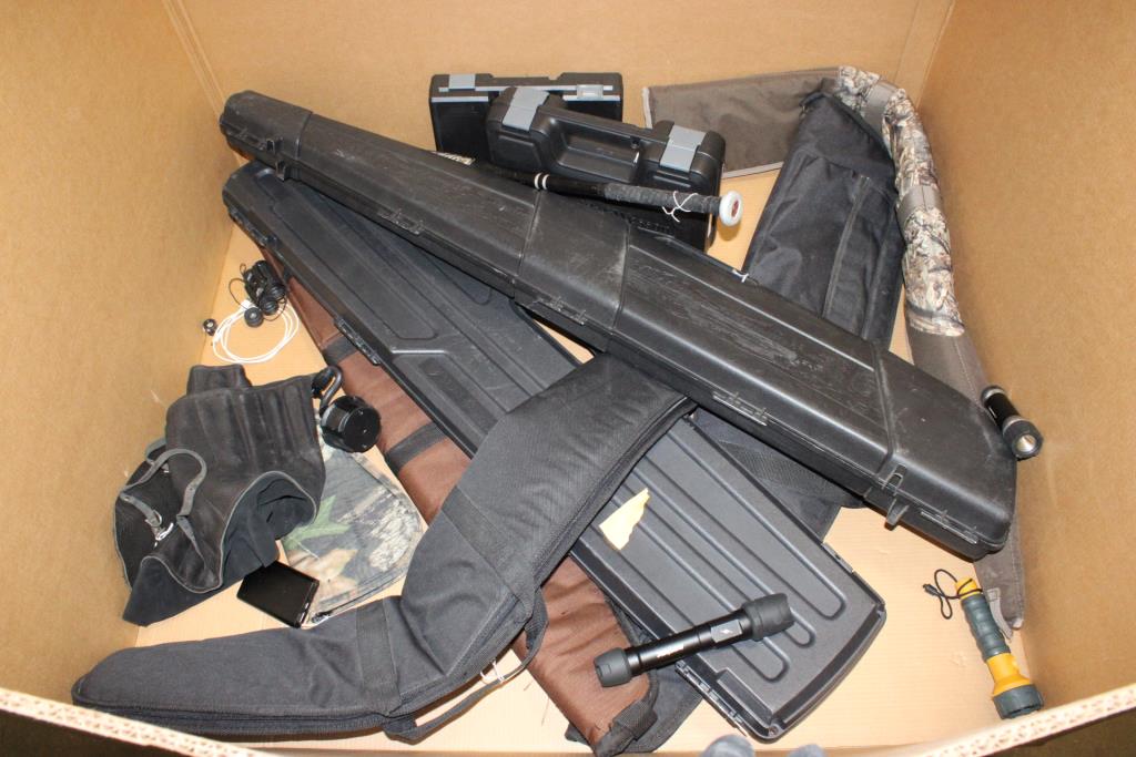 Pallet With Rifle Cases, Flashlight & More, 10+ Pieces | Property Room