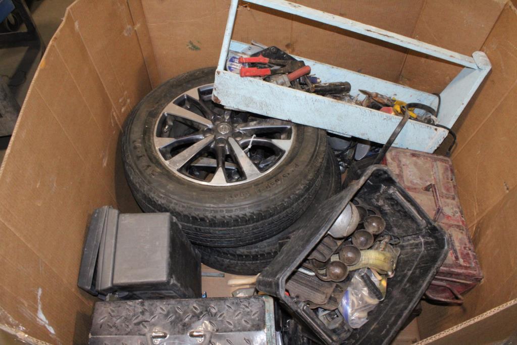 Pallet With Tires/Rims, Hand Tools & More, 10+ Pieces | Property Room