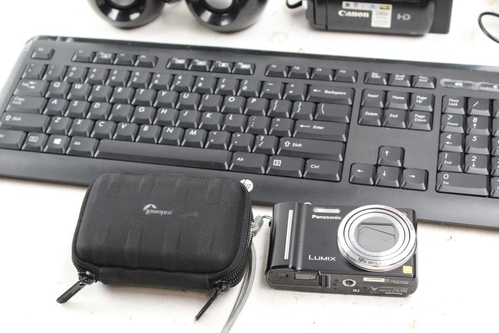 Panasonic, Canon Camera, Speakers, Hp Keyboard, Adapters | Property Room