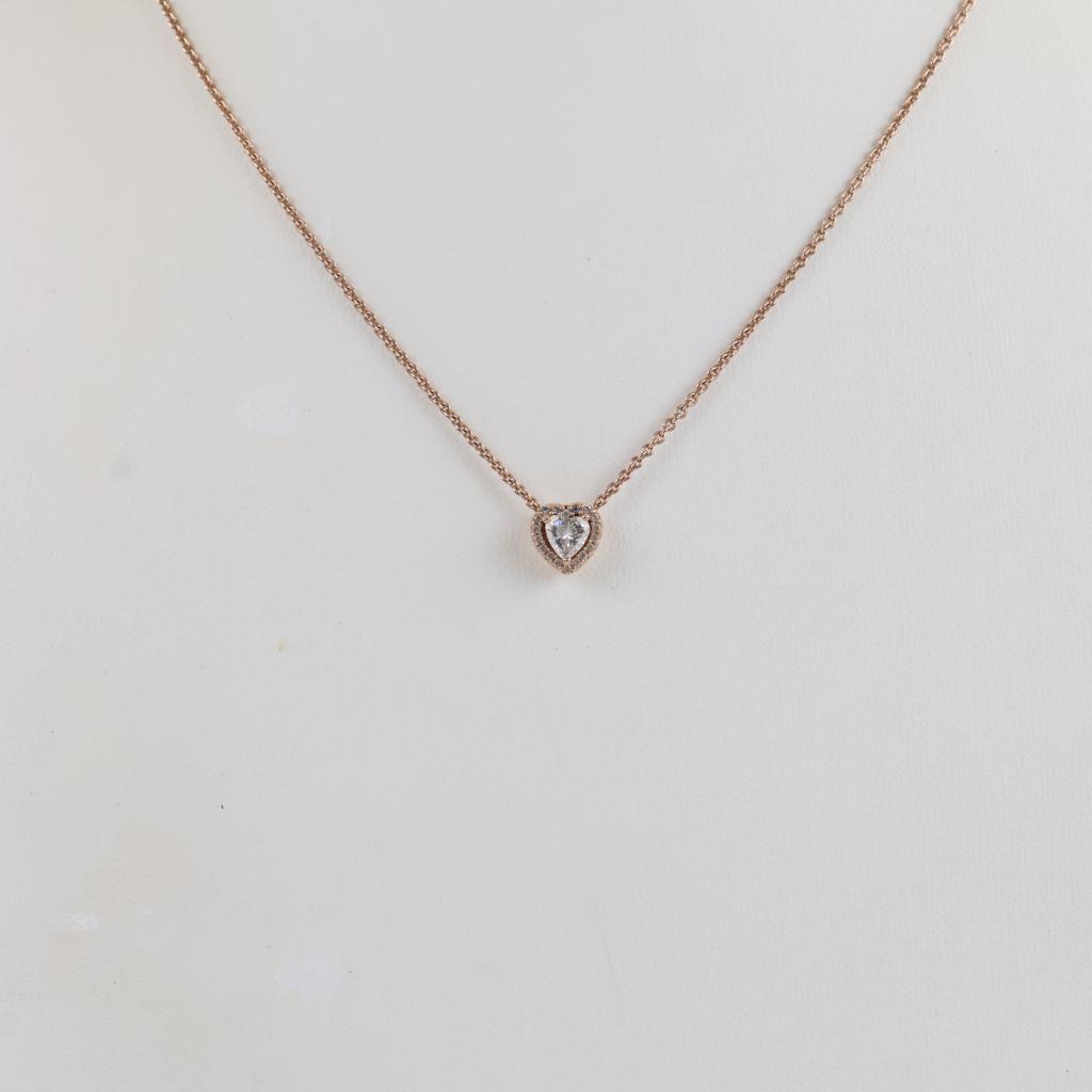 Pandora 14kt Rose GP Sparkling Heart Collier Necklace | Property Room