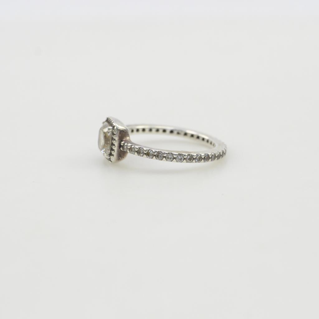 Pandora Silver Square Sparkle Halo Ring | Property Room