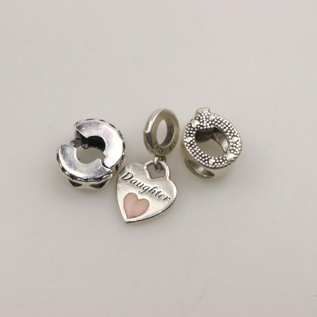 Pandora Sterling Silver Charm, 3 Pieces | Property Room