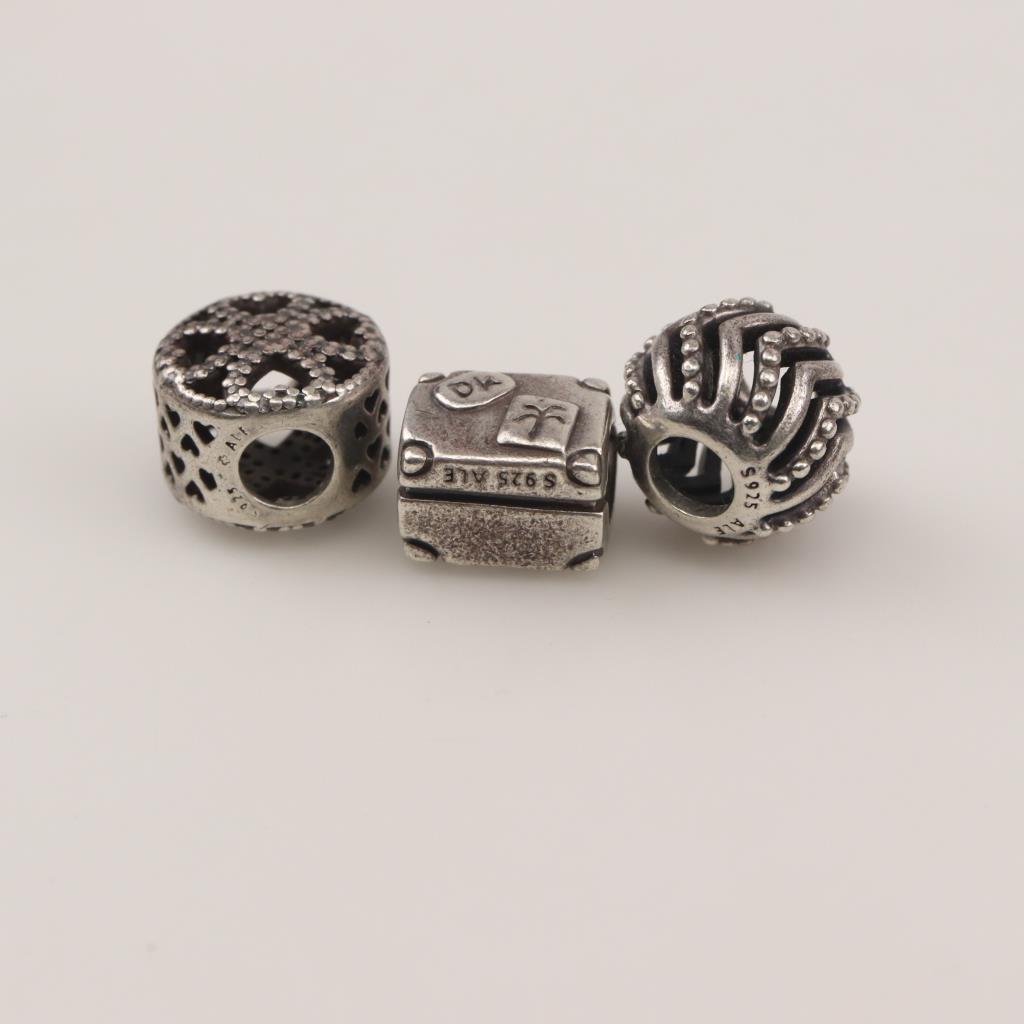 Pandora Sterling Silver Charms, 3 Pieces | Property Room