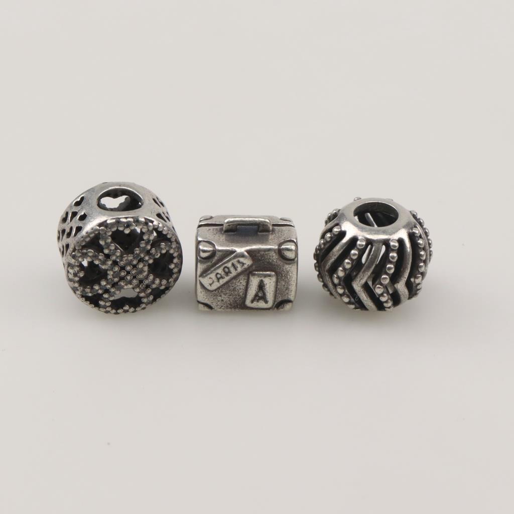 Pandora Sterling Silver Charms, 3 Pieces | Property Room