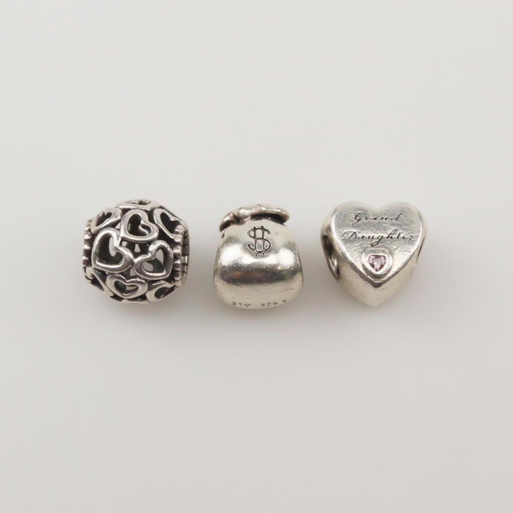 Pandora Sterling Silver Charms, 3 Pieces | Property Room