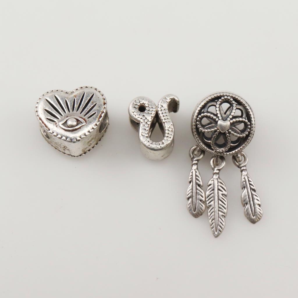 Pandora Sterling Silver Charms, 3 Pieces | Property Room