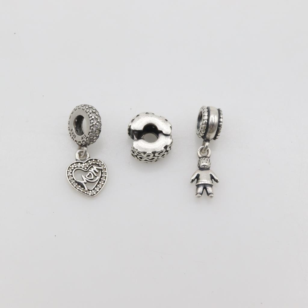 Pandora Sterling Silver Charms, 3 Pieces | Property Room