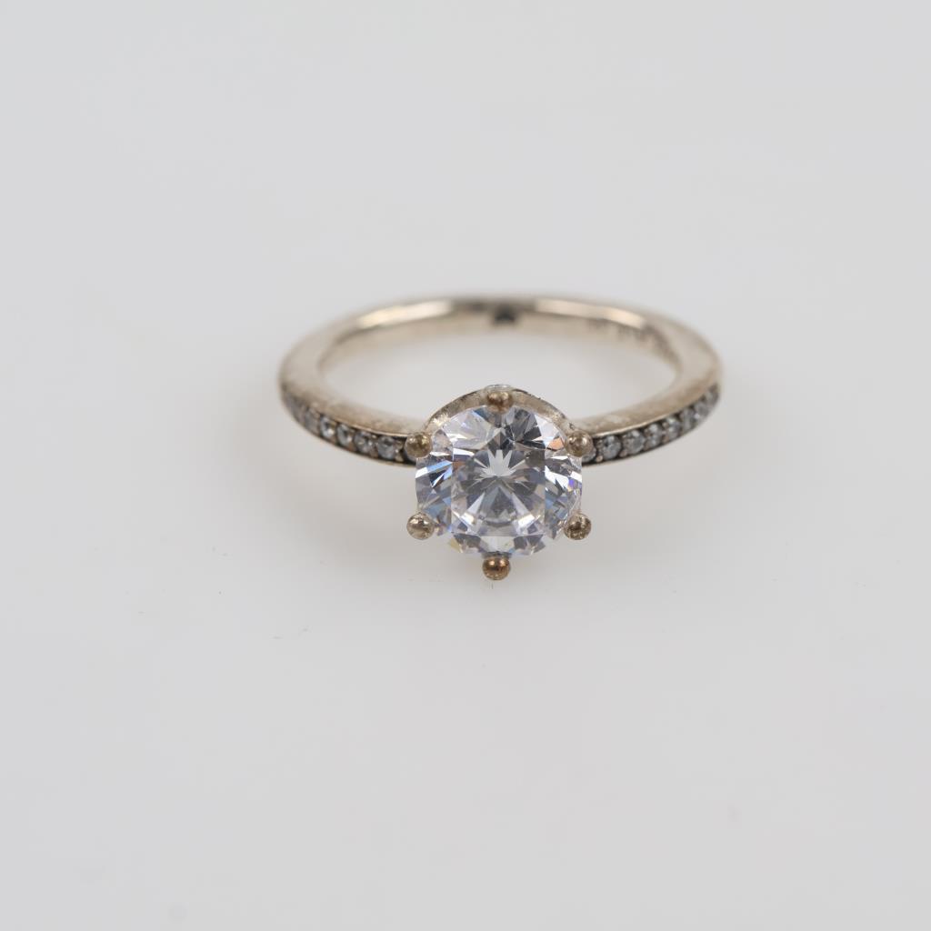 Pandora Sterling Silver Clear Sparkling Crown Solitaire Ring | Property ...