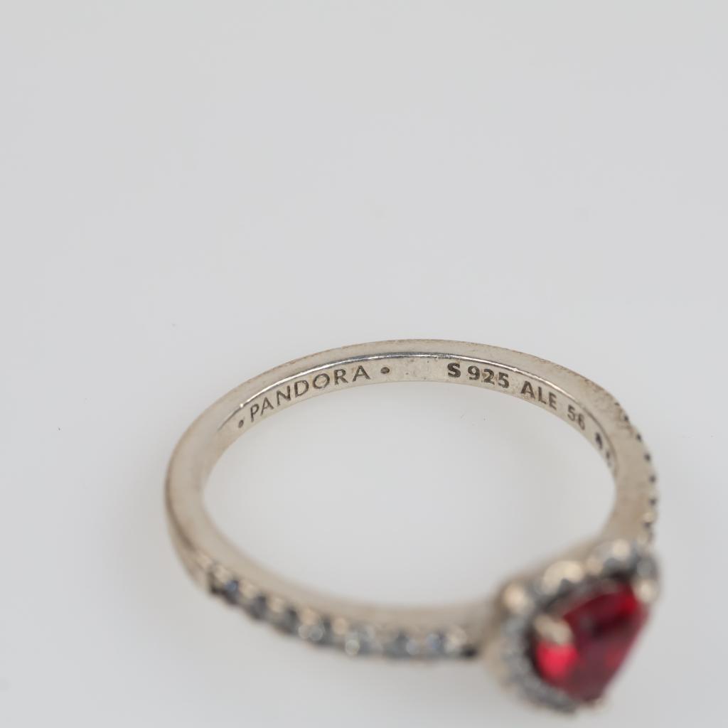 Pandora Sterling Silver Elevated Red Heart Ring | Property Room