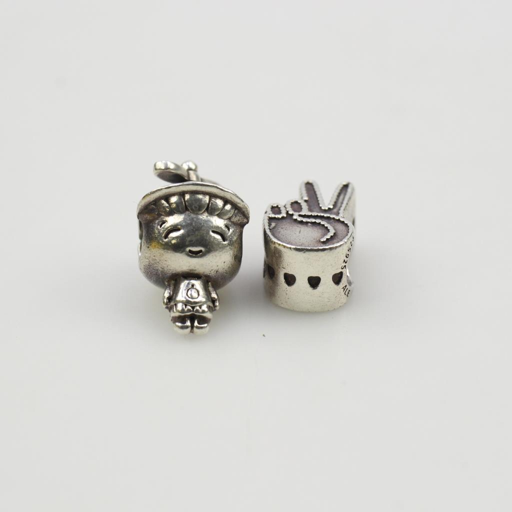 Pandora Sterling Silver Little Boy And Peace Sign Charm, 2 Pieces ...