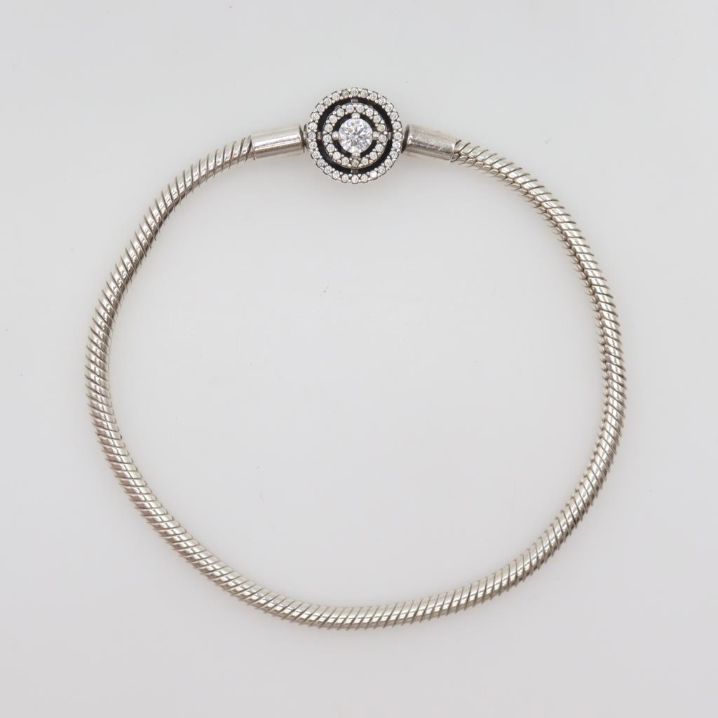 Pandora Sterling Silver Moments Halo Snake Chain Bracelet | Property Room