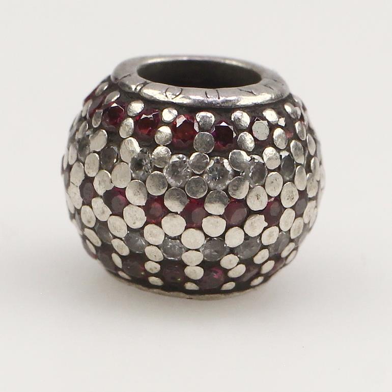 Pandora Sterling Silver Pink And Clear Pave Ball Charm | Property Room