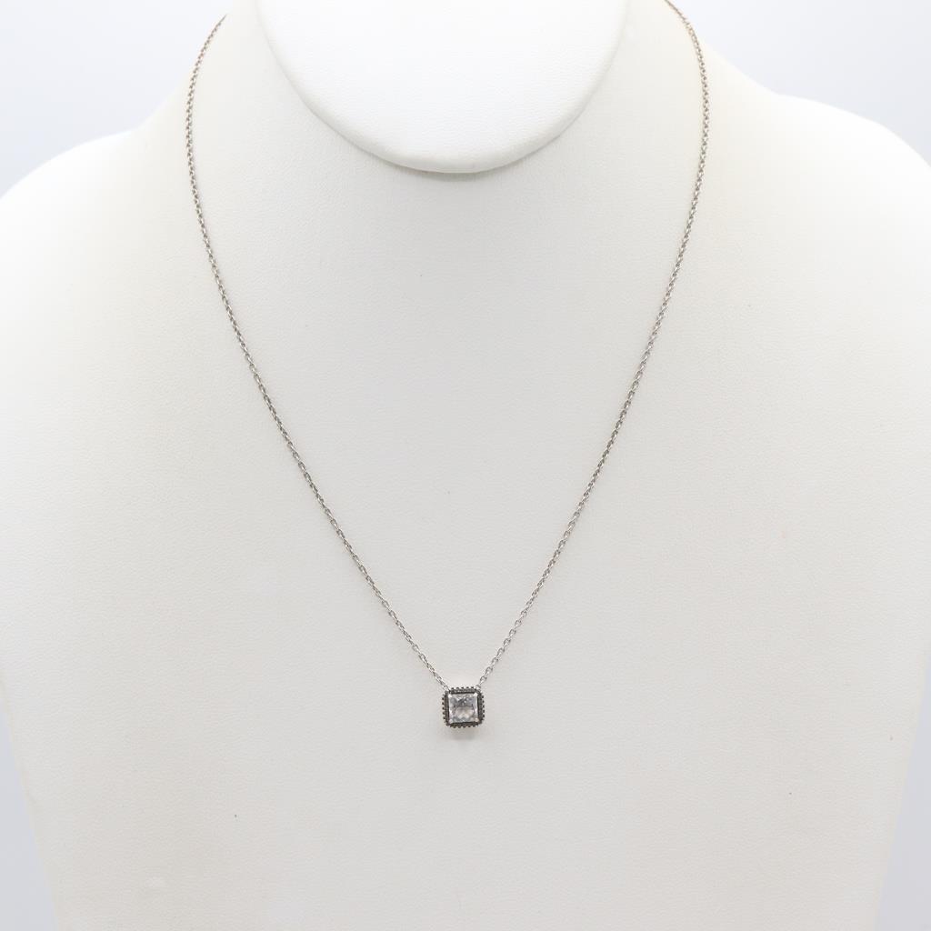 Pandora Sterling Silver Sparkle Halo Square Necklace | Property Room