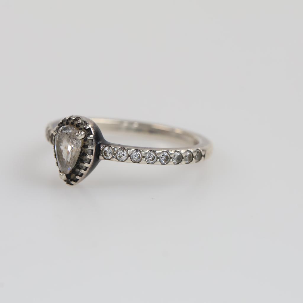 Pandora Sterling Silver Sparkling Pear Halo Ring | Property Room