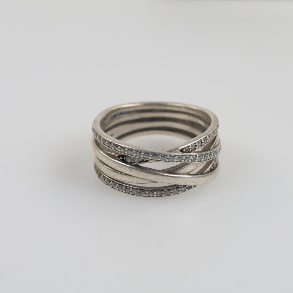 Pandora Sterling Silver Sparkling & Polished Lines Ring | Property Room