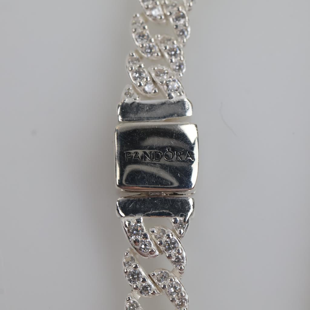 Pandora Sterling Silver Timeless Pave Cuban Chain Bracelet | Property Room