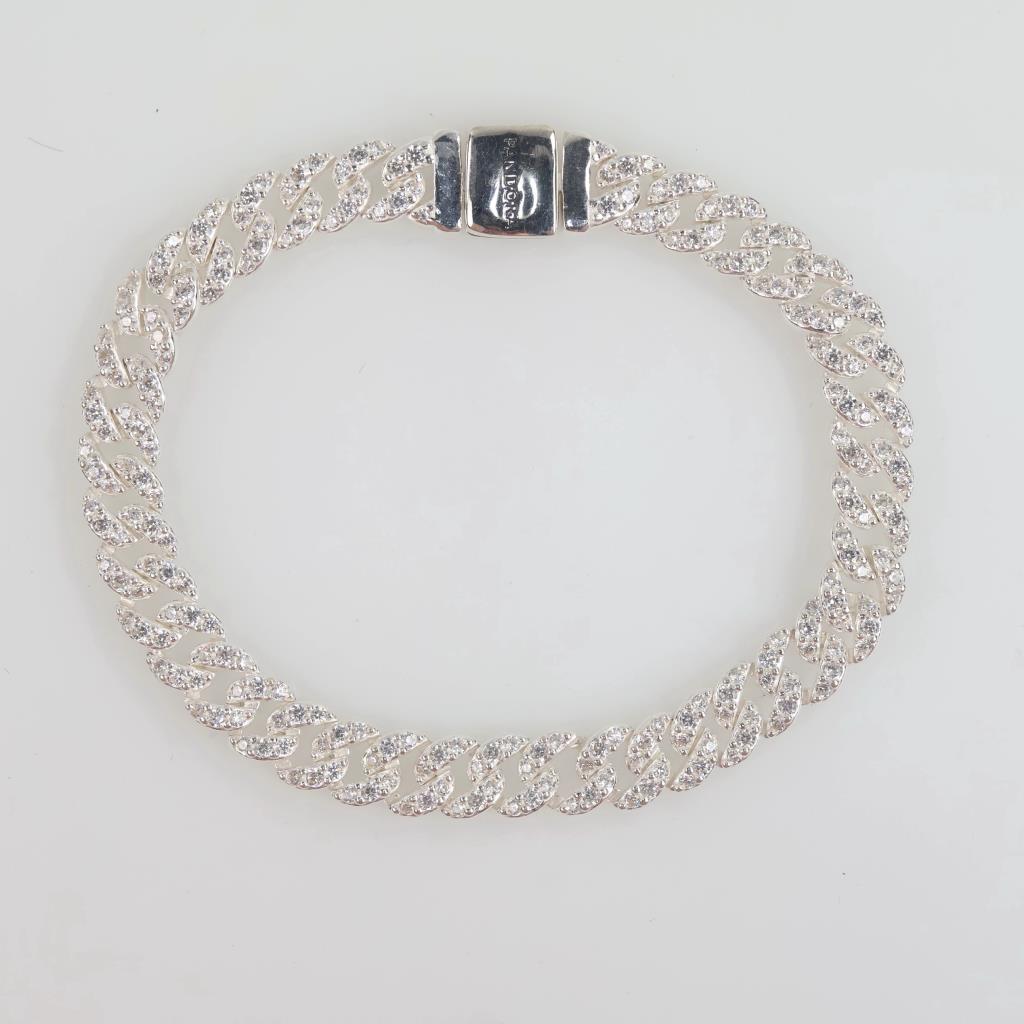 Pandora Sterling Silver Timeless Pave Cuban Chain Bracelet | Property Room