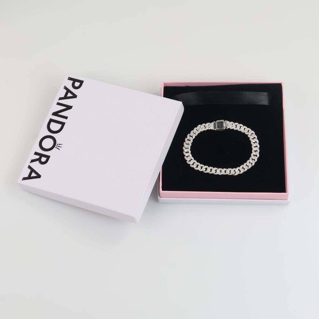 Pandora Sterling Silver Timeless Pave Cuban Chain Bracelet | Property Room
