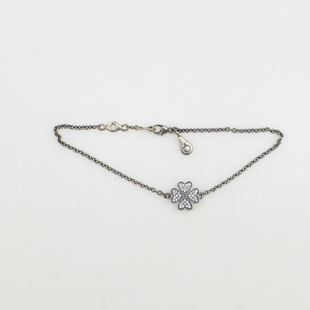 Pandora Symbol Of Lucky In Love Silver Clover Bracelet | Property Room