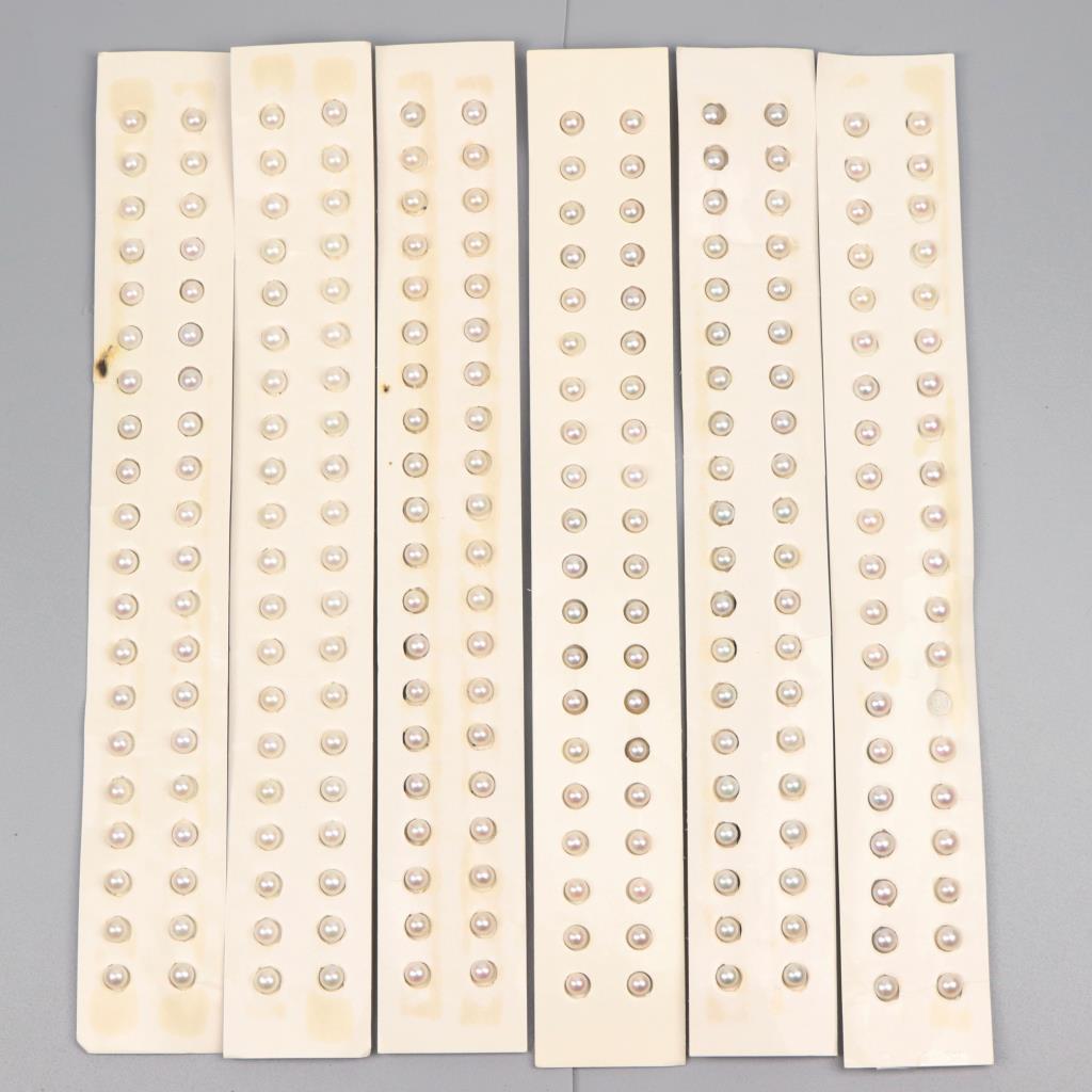Pearl Beads Half Drilled Flat Round, 6 Sets | Property Room