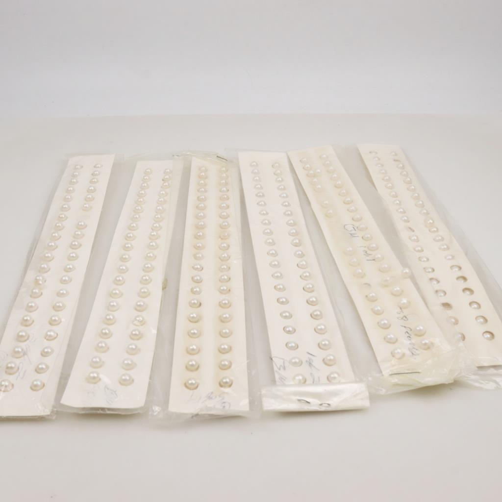 Pearl Beads Half Drilled Flat Round, 6 Sets | Property Room