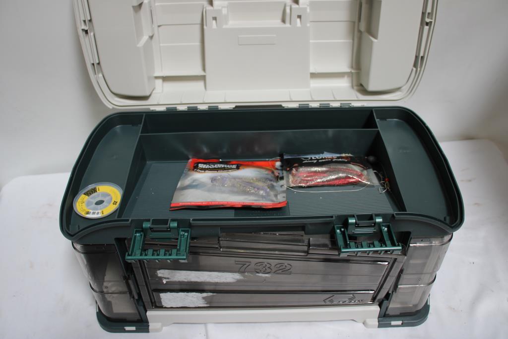 Plano Tackle Box, Roadside Minnows Rubber Bait, 10+ Pieces | Property Room