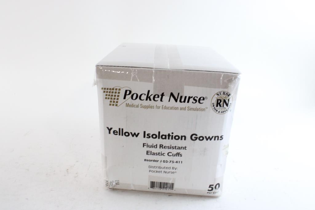 Pocket Nurse Yellow Isolation Gowns, 50 Count | Property Room