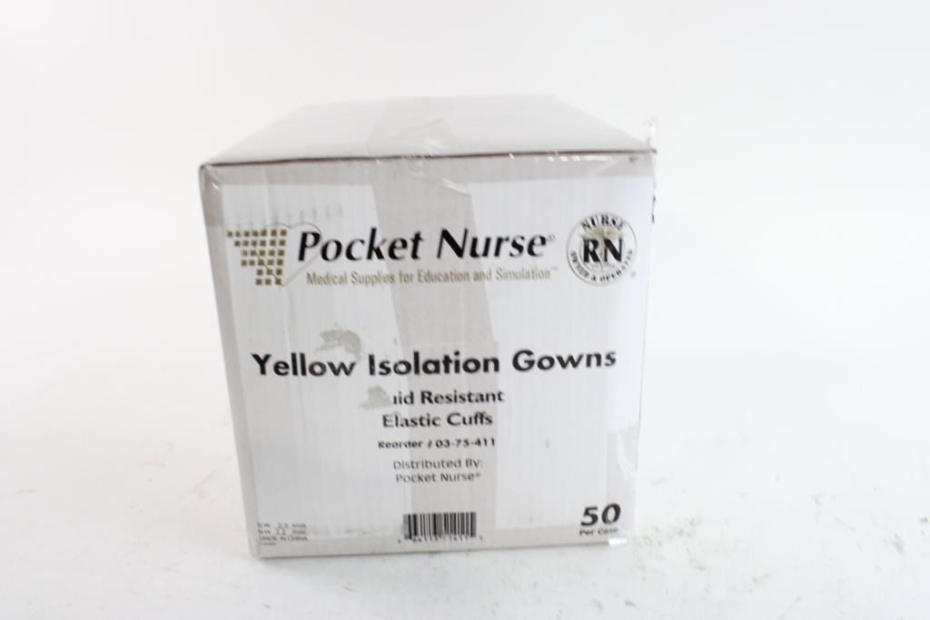 Pocket Nurse Yellow Isolation Gowns, 50 Count | Property Room