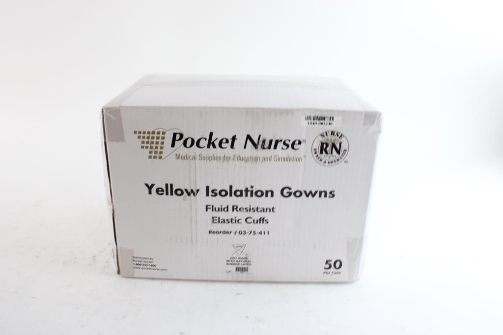 Pocket Nurse Yellow Isolation Gowns, 50 Count | Property Room