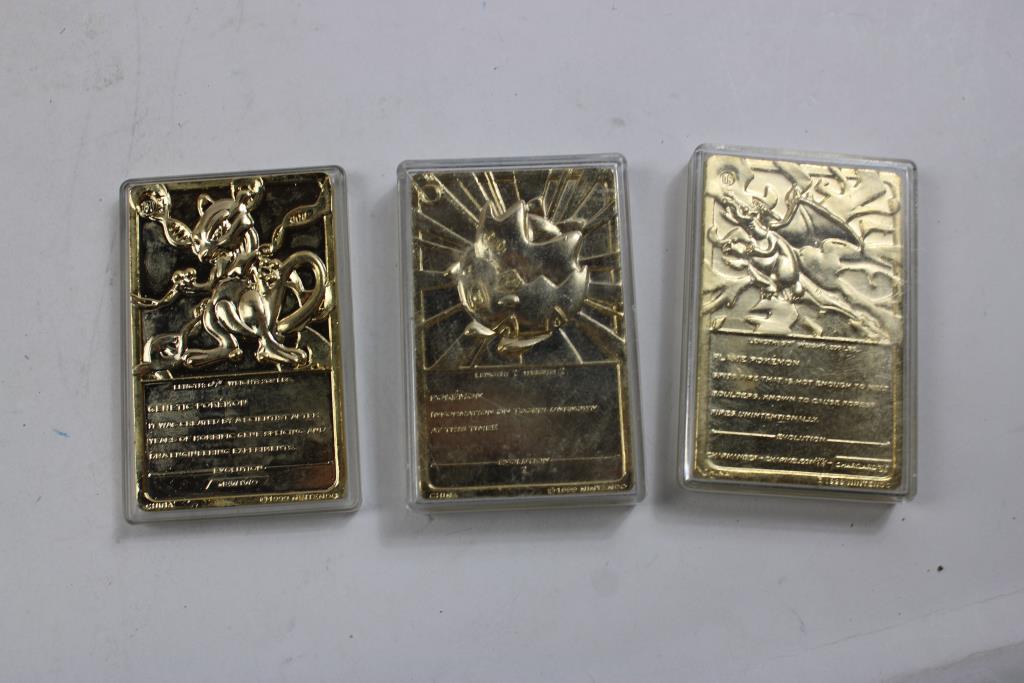 Pokemon 1999 23k Gold Plated Metal Trading Card Charizard, Mewtwo, And ...
