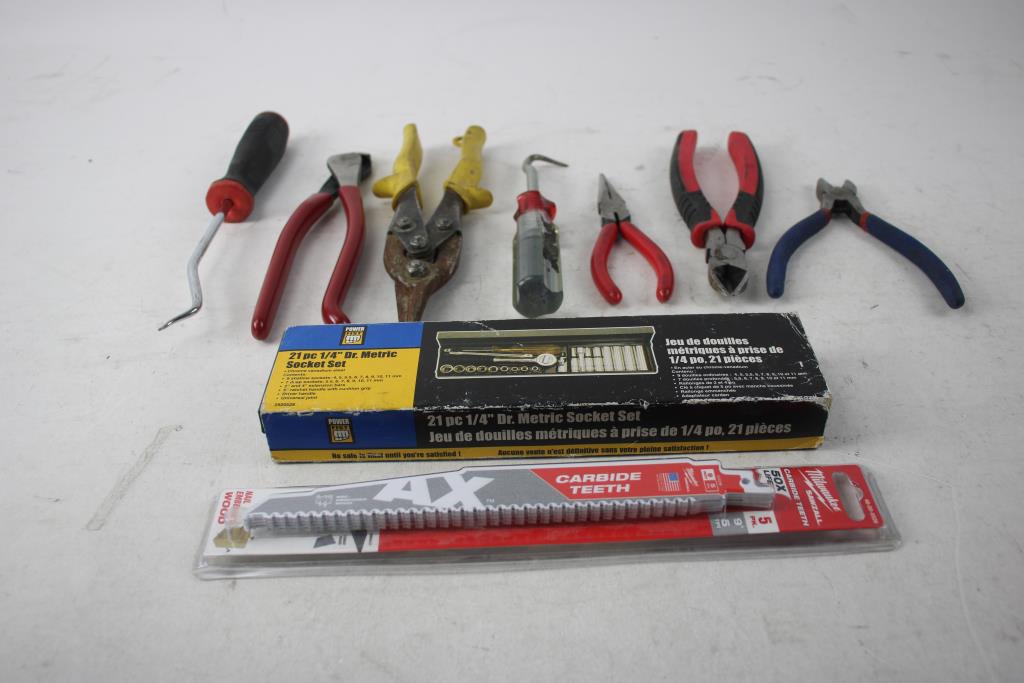 Power Fist 21 Pc Dr. Metric Socket Set, Hyper Tough Wire Cutters, And ...