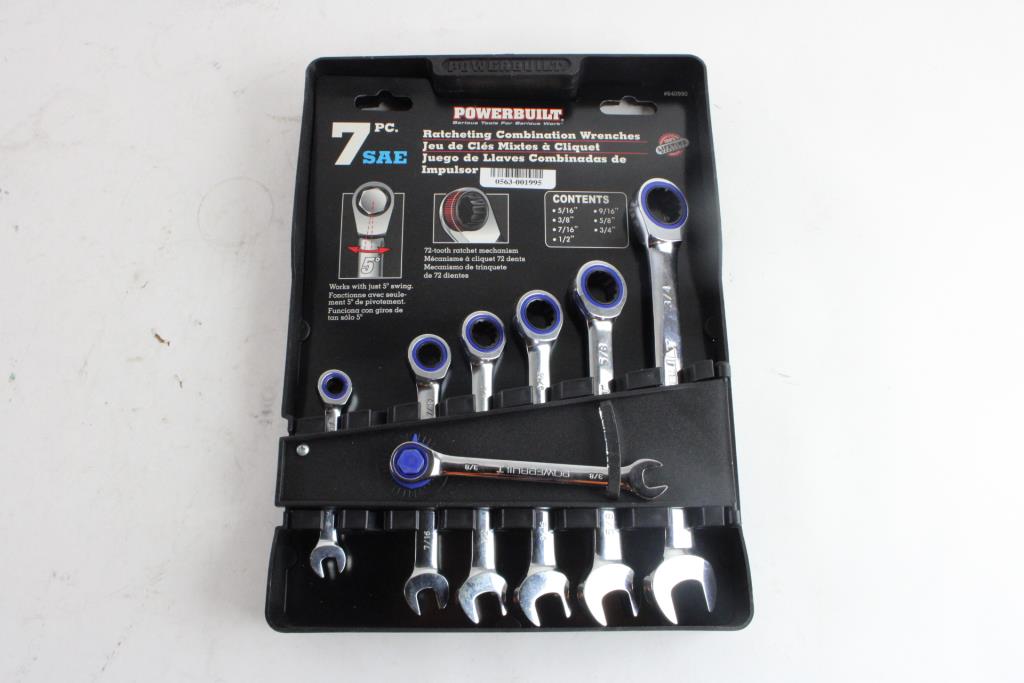 Powerbuilt 7-Piece SAE Ratcheting Combination Wrench Set | Property Room