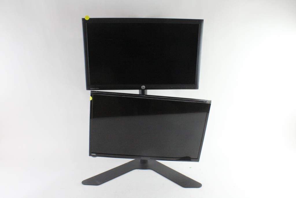 Proscan 23.6" LED TV And HP 21.5" LCD Computer Monitor On Stand ...