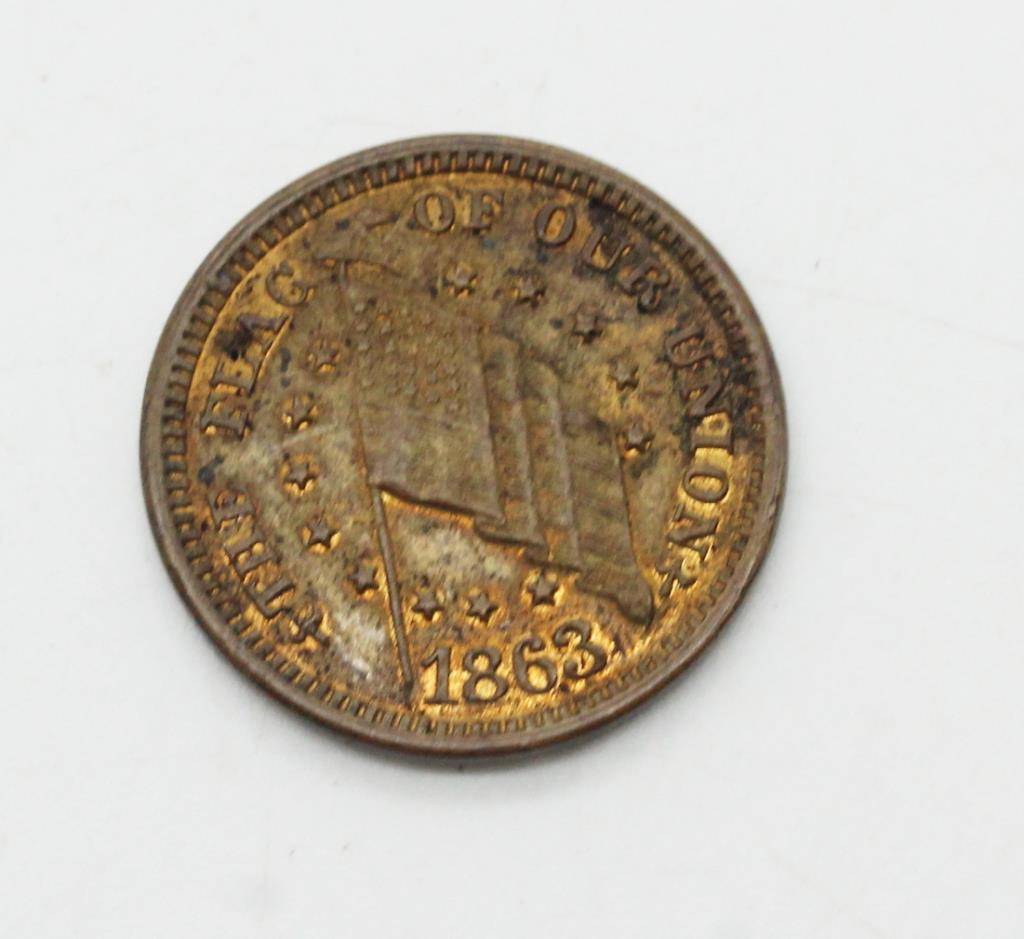 Rare 1863 Civil War Patriotic Token - The Flag Of Our Union | Property Room